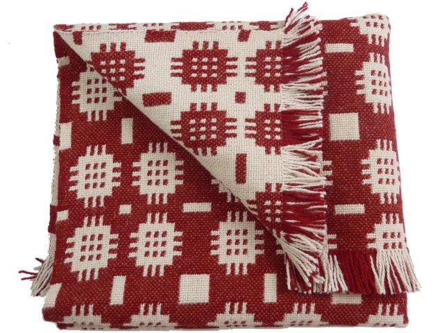 Berry Red Welsh Tapestry Floor rug. Solva Woollen Mill