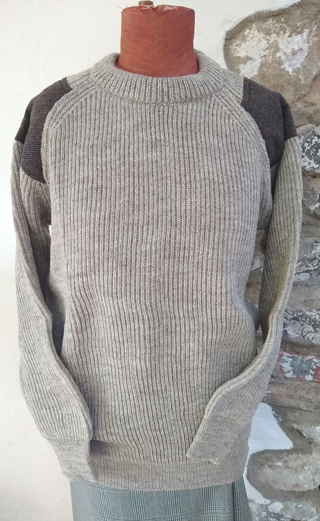 Tweed Oatmeal Jumper. Solva Woollen Mill