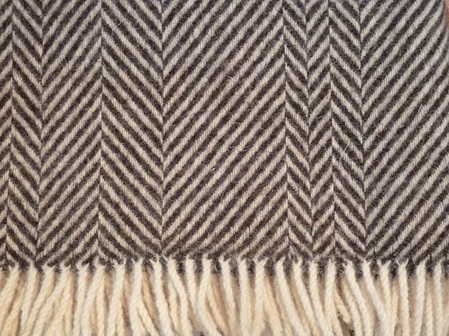 Jacob Wool Brown Herringbone Classic ThrowBlanket Throw. Solva Woollen Mill